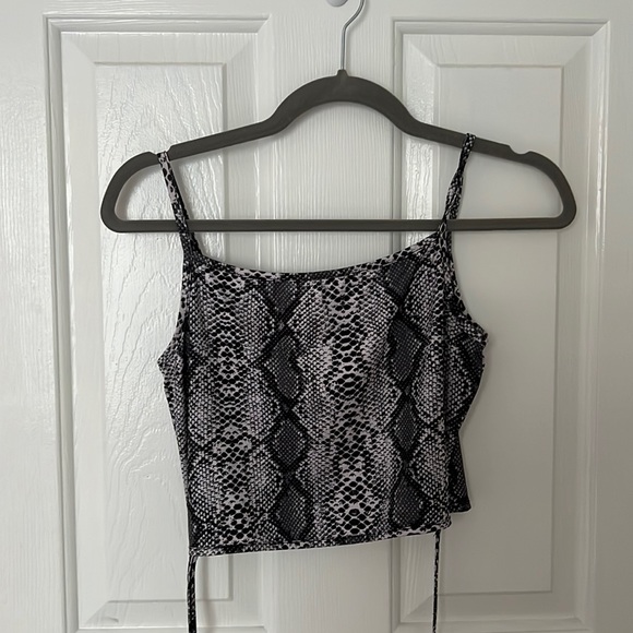 SHEIN | Tops | Snake Print Crop Top Strings Wrap And Tie Around Waist ...
